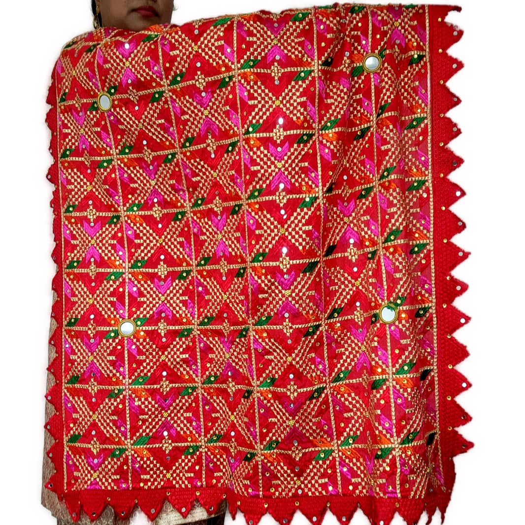 Phulkari Dupatta, Heavy Work Dupatta Online - Yellow Cart